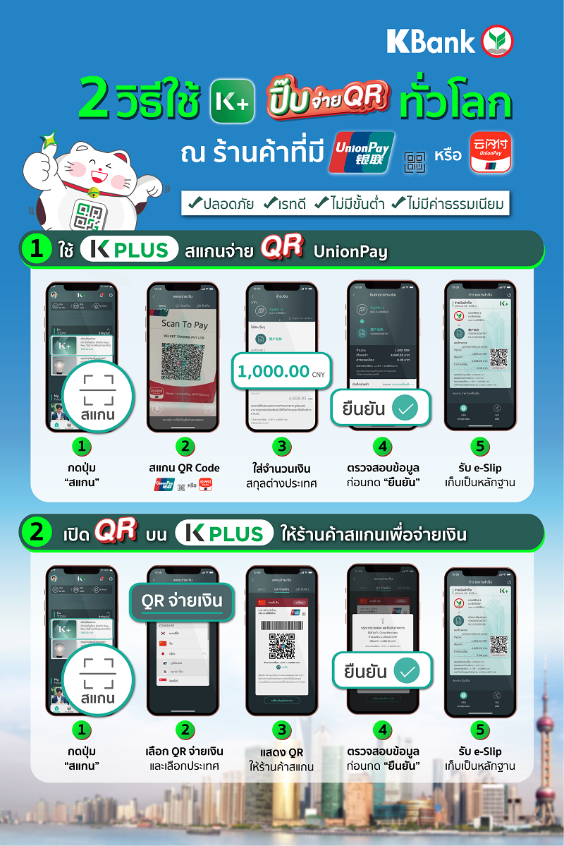 K PLUS สแกนจ่าย QR Code UnionPay ในต่างประเทศได้กว่า 40 ประเทศ#R##N# - ธนาคารกสิกรไทย